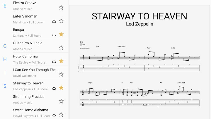 Guitar Pro mobile app for iOS and Android