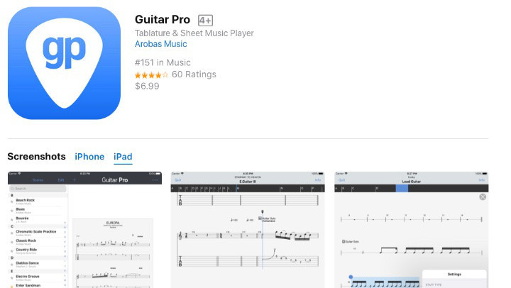 Guitar Pro mobile app for iOS and Android